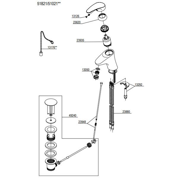 Damixa Lyra Basin Mixer with Pop Up Waste Chrome 5182100 Spare Parts